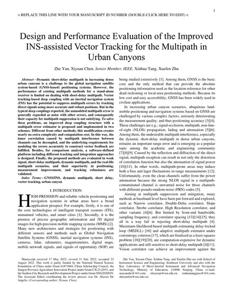 Pdf Design And Performance Evaluation Of The Improved Ins Assisted Vector Tracking For The