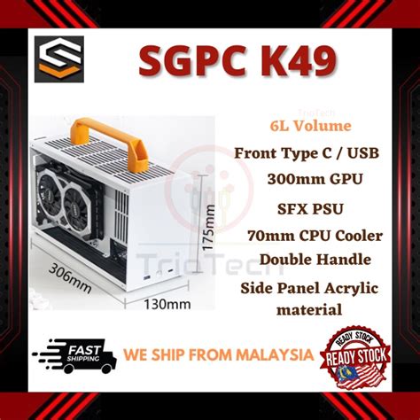 Sgpc K49 Itx Vertical Gpu Desktop Pc Case Casing Type C Usb3 0 Sfx Premium Full Aluminum Pcie