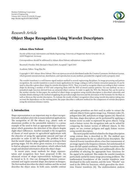 pdf object shape recognition using wavelet descriptors