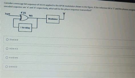 Consider A Message Bit Sequence Of 10110 Applied To The Dpsk Modulator