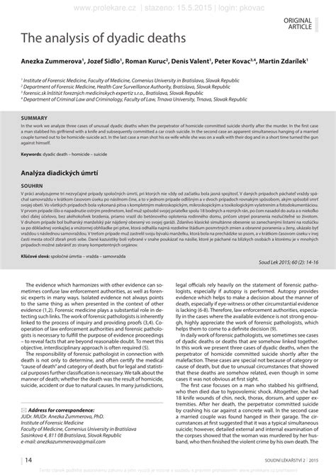 Pdf The Analysis Of Dyadic Deaths