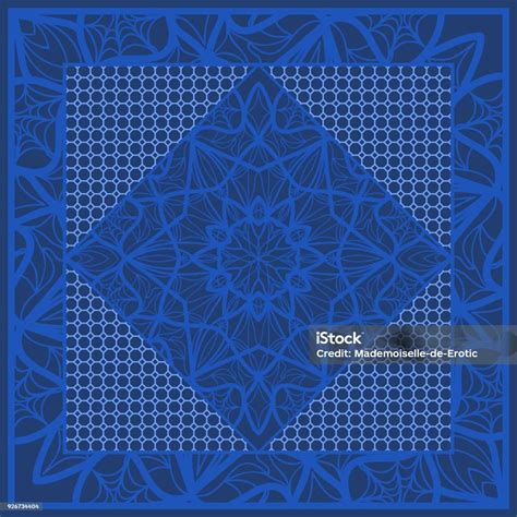 파란색 두건 패턴 꽃 스타일 기와 함께 인쇄 베개 양탄자 양탄자를 위한 디자인 벡터 일러스트 레이 션 0명에 대한 스톡 벡터 아트 및 기타 이미지 Istock