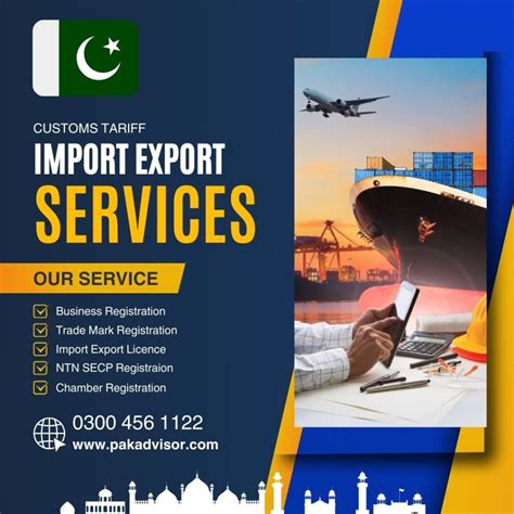 custom tariff pak advisor trademark import export licence secp