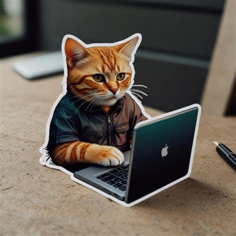 A Cat Wearing A Jacket That Says Apple On It Premium Ai Generated Image