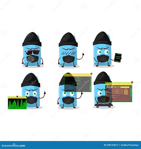 A Hacker Blue Chalk Character Mascot With Stock Vector Illustration Of Emoticon Mascot