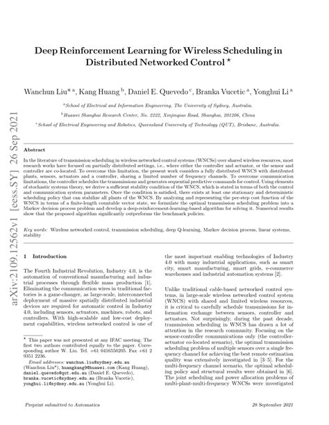 Pdf Deep Reinforcement Learning For Wireless Scheduling In Distributed Networked Control