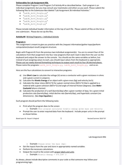Solved Deliverables For Lab Assignment 3b Please Complete