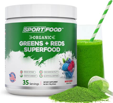 Sportfood Organic Greens And Reds Superfood Powder Mixed