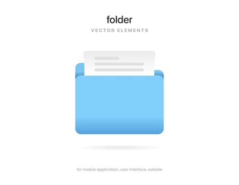 3d 폴더 문서 편지 메일 전송 파일 모바일 앱 웹 사이트 Ui용 바인더 아이콘 기호 기호 프리미엄 벡터