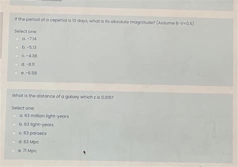 Solved If The Period Of A Cepehid Is 10 Days What Is Its