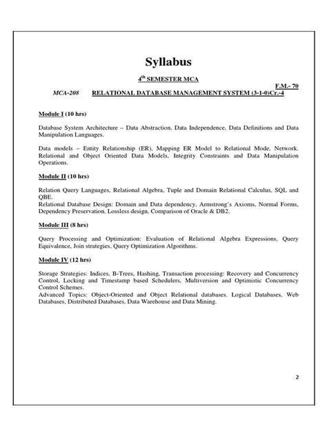 Mca Fourth Semester Notes Relational Database Management System