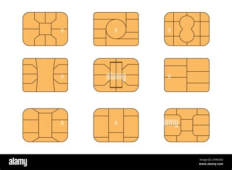 Emv Chip Icon Set Microchip For Bank Plastic Credit Or Debit Charge Or