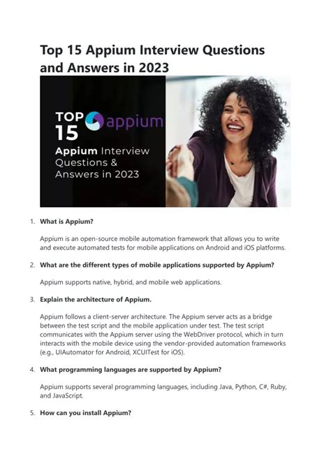 Ppt Top 15 Appium Interview Questions And Answers In 2023 Powerpoint