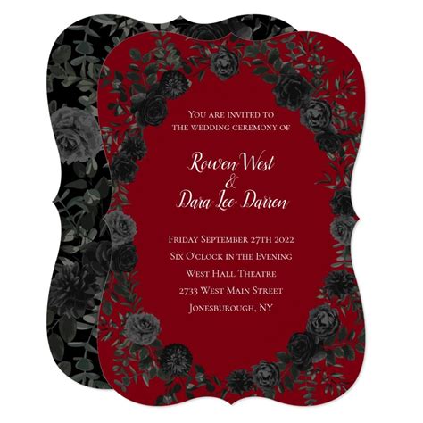 Red And Black Rose Gothic Wedding Invitations Zazzle Gothic Wedding