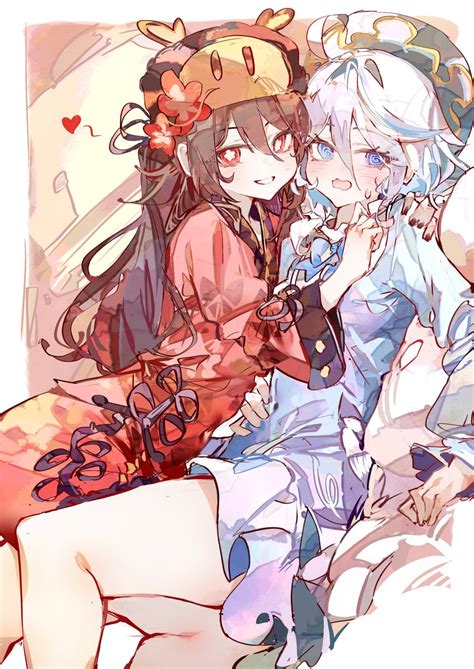Hu Tao And Furina Genshin Impact Drawn By Cocoballking Danbooru