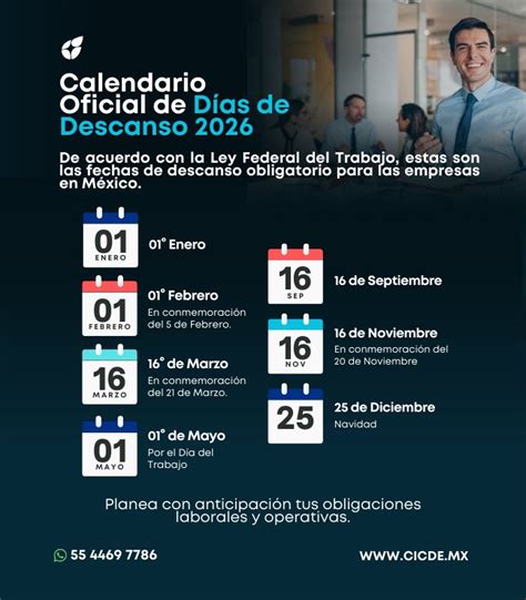 Cicde 📅 Calendario Oficial De Días De Descanso 2026 De Acuerdo Con La