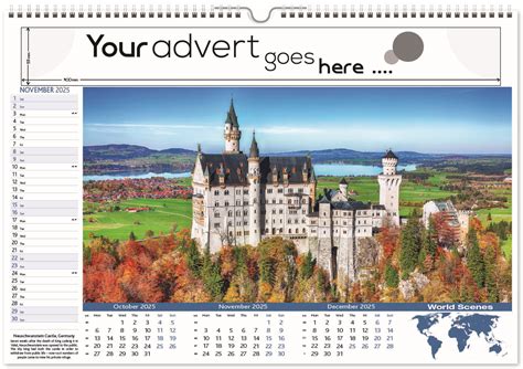 World Scenes A4 DiGi Wall Calendar 2025 Think Promote