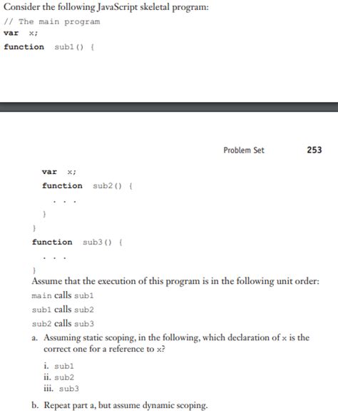Solved Consider The Following Javascript Skeletal Program