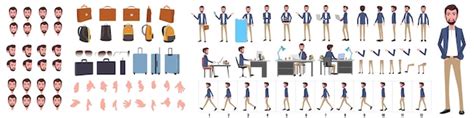 Premium Vector Businessman Character Model Sheet With Walk Cycle Animation Sprites Sheet