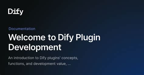 Welcome To Dify Plugin Development Dify Docs