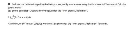 Solved II Evaluate The Definite Integral By The Limit Chegg