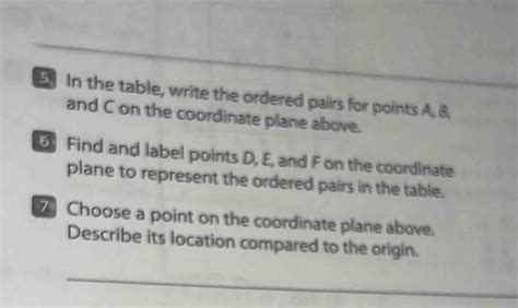 Solved In The Table Write The Ordered Pairs For Points A B And