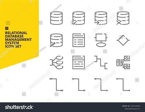 simple set relational database management system stock vector royalty