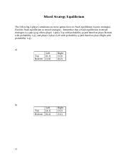 Practice Problems Mixed Strategy Equilibrium Doc Mixed Strategy Equilibrium The Following