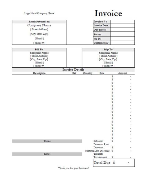 Excel Invoice Template Etsy