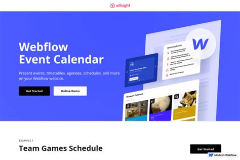 Webflow Event Calendar Integration — Elfsight Widget Webflow