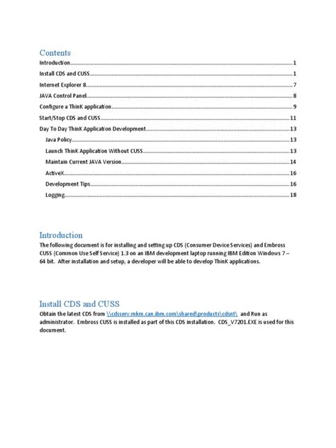 A Guide To Installing And Configuring Cds Cuss And Developing Think