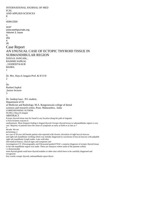 Pdf An Unusual Case Of Ectopic Thyroid Tissue In The Submandibular Region