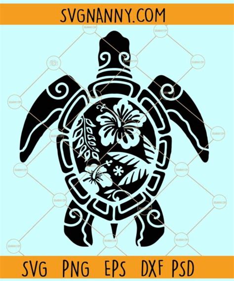 Tribal Hibiscus Sea Turtle Svg Turtle Svg Sea Turtle Svg Sea Turtle