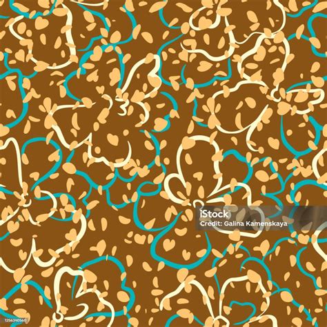 플로럴 매끄러운 패턴 여름 자연 식물 배경 점박이 질감과 혼합 큰 데이지 꽃 윤곽 선개 그림입니다 직물과 직물에 적합합니다 0명에 대한 스톡 벡터 아트 및 기타 이미지