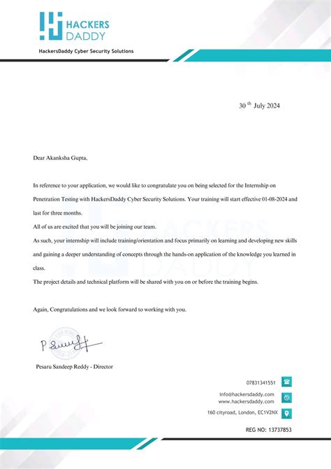 Akanksha Gupta On Linkedin Internship Penetrationtesting Cybersecurity Hackersdaddy… 10