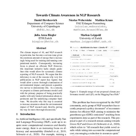 Towards Climate Awareness In Nlp Research Acl Anthology