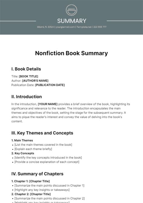 Free Nonfiction Book Summary Template To Edit Online