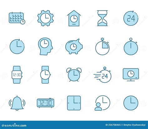 Time And Clock Flat Vector Icons In Two Colors Stock Vector