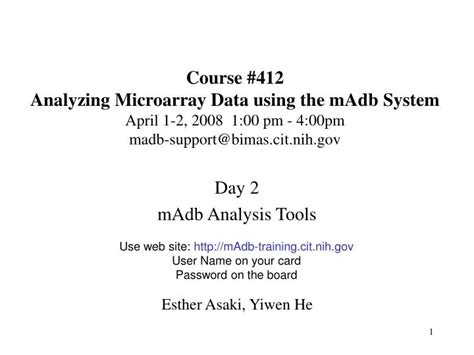 ppt course 412 analyzing microarray data using the madb system april