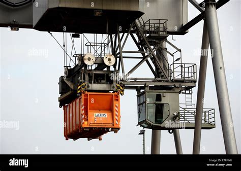 Railroad Container Terminal With Bridge Crane And Freight Cars Karlsruhe Germany Jan 29