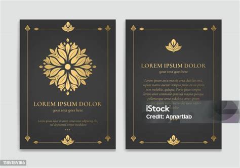 골드 빈티지 장식 템플릿 블랙 럭셔리 초대 카드 디자인 배경 및 배경 화면으로 사용할 수 있습니다 장식에 좋은 우아하고 고전적인 벡터 요소 0명에 대한 스톡 벡터 아트 및