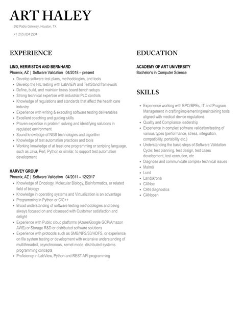 Software Validation Resume Samples Velvet Jobs