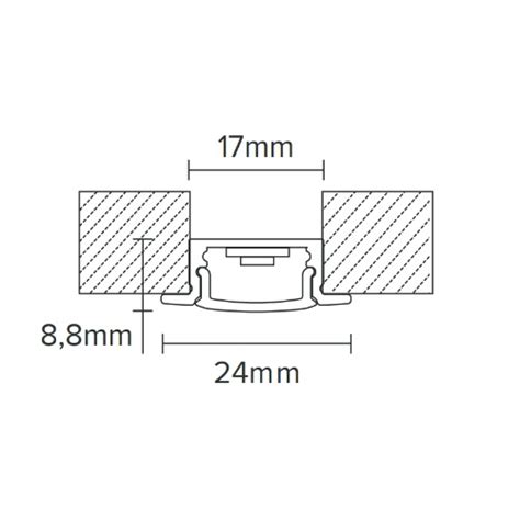 Perfil De Embutir Slim Led 9 6w M 12v 24x8 8x2000mm M2488 Brilia
