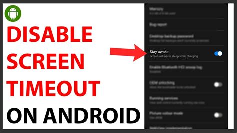 How To Disable Screen Timeout On Android Youtube