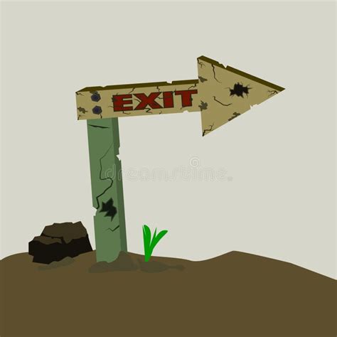 Sign With Arrow Exit Signal Wooden Guide Stock Vector Illustration Of Number Text 312945892