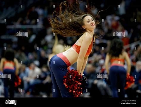 An Atlanta Hawks Cheerleader Performs In The Fourth Quarter Of An Nba