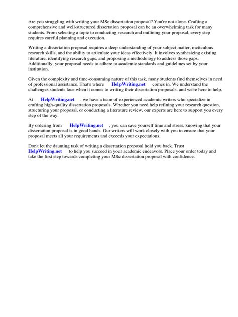 How To Write A Msc Dissertation Proposal Pdf Thesis International