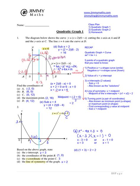 Sec 2 Quadratic Graph 1 Pdf Cartesian Coordinate System Quadratic Equation