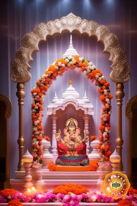 Floral Brass Marble Look Ganpati Makhar Ganesh Chaturthi Decorations