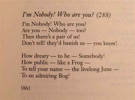 Im Nobody Who Are You By Emily Dickinson 19th Century Literature